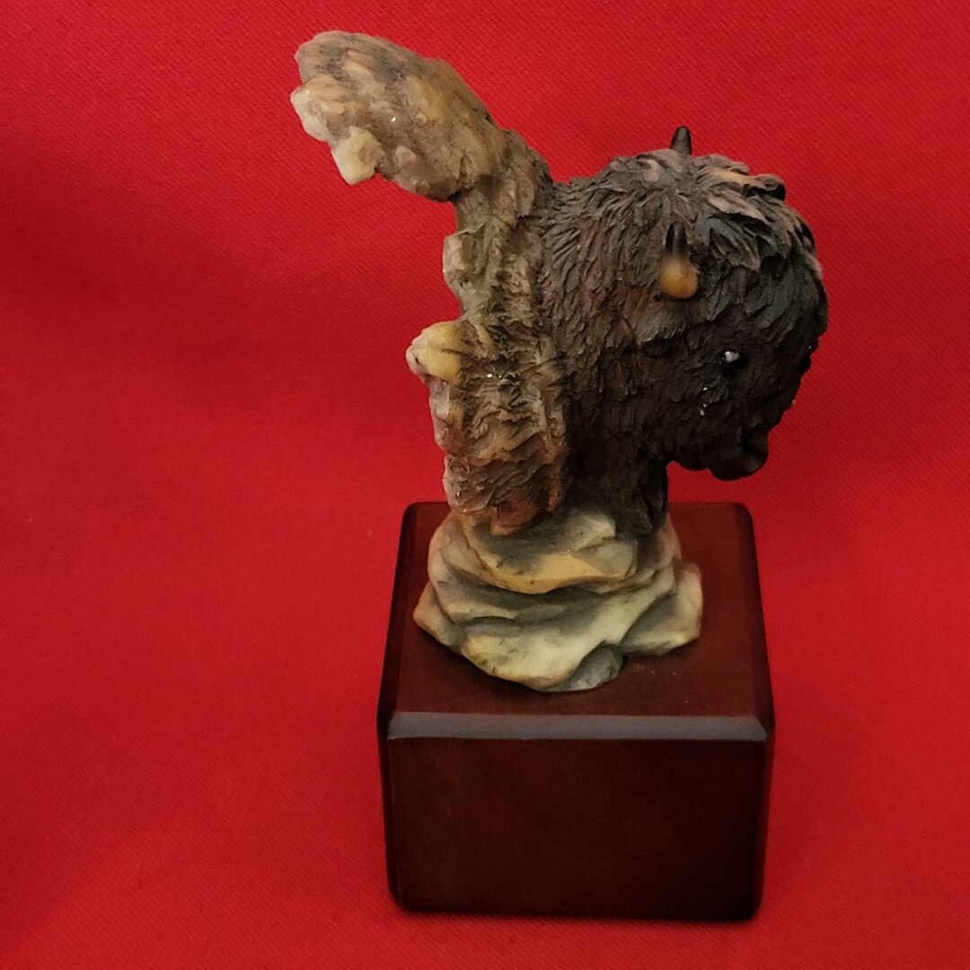 Small Buffalo Bison Head Bust Sculpture Figurine Wood Base - Etsy