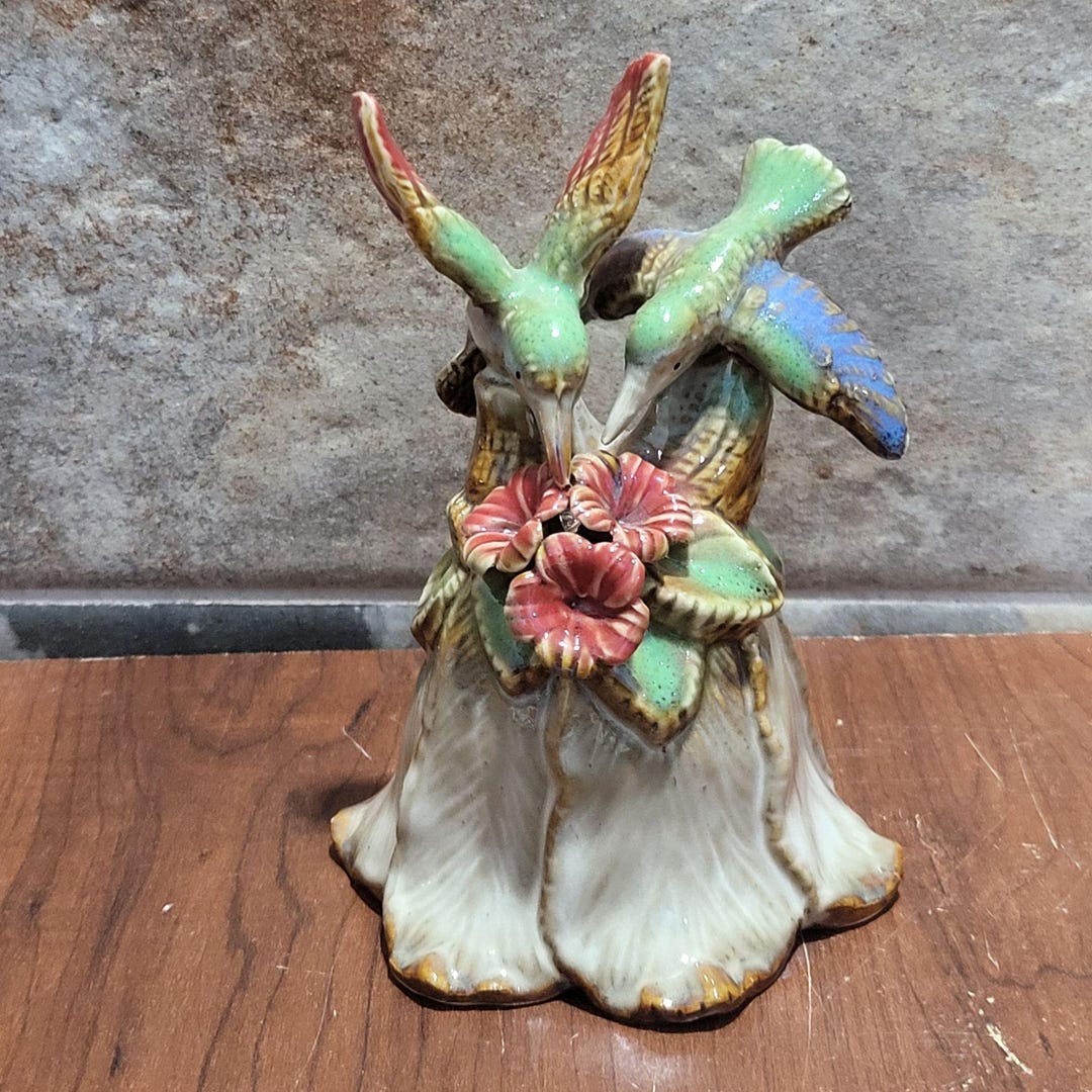 Vintage Porcelain Hummingbird Flower Bell Figurine - Etsy