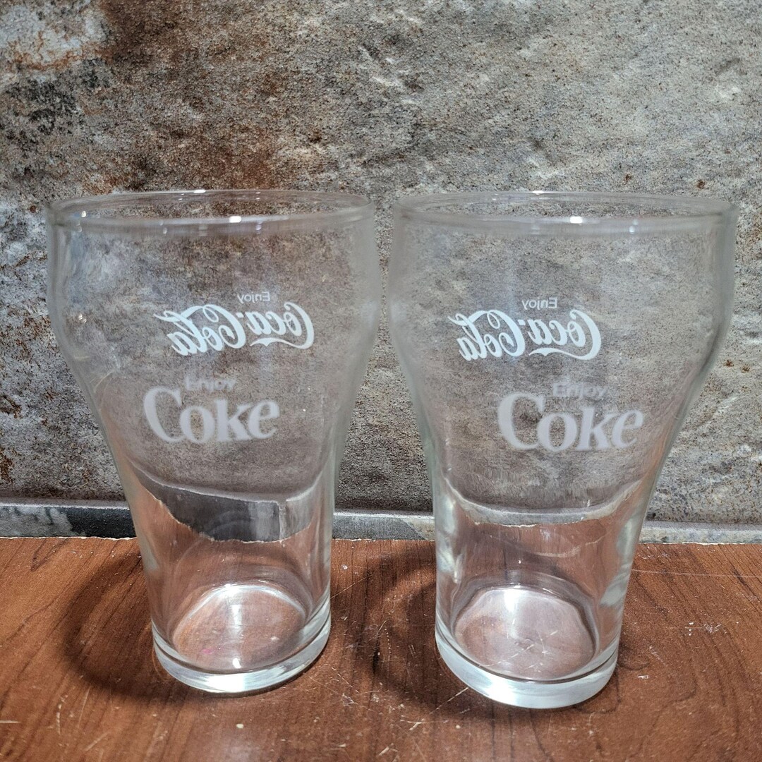 Vintage Enjoy Coca Cola Glass Cups Coke Clear 6" Tall - Etsy