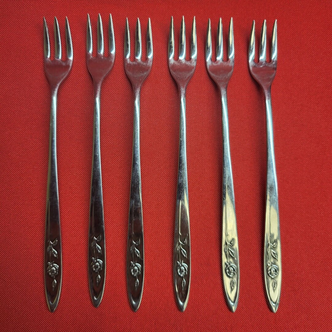 VTG My Rose Cocktail Forks Oneida Community Stainless Flatware Set of 6 ...