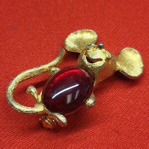 VTG Park Lane Gold Tone Mouse Brooch Pin Jelly Belly Red Eyes - Etsy