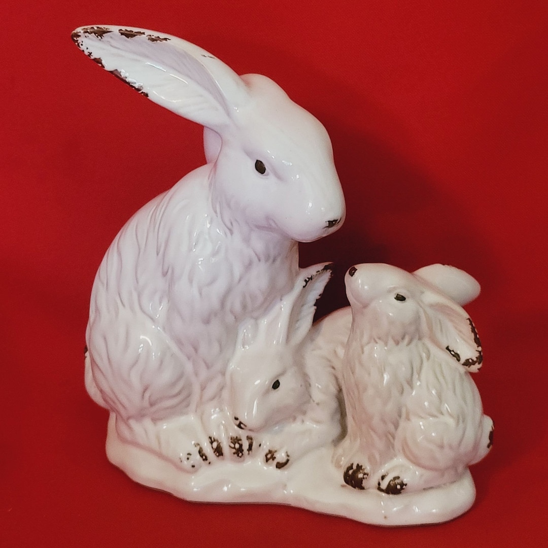 Vintage Porcelain Bunny Rabbit Family Figurine - Etsy