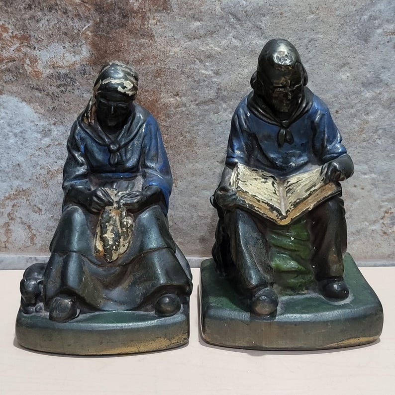 Armor Bronze Darby and Joan Heavy Cast Bookends - Etsy
