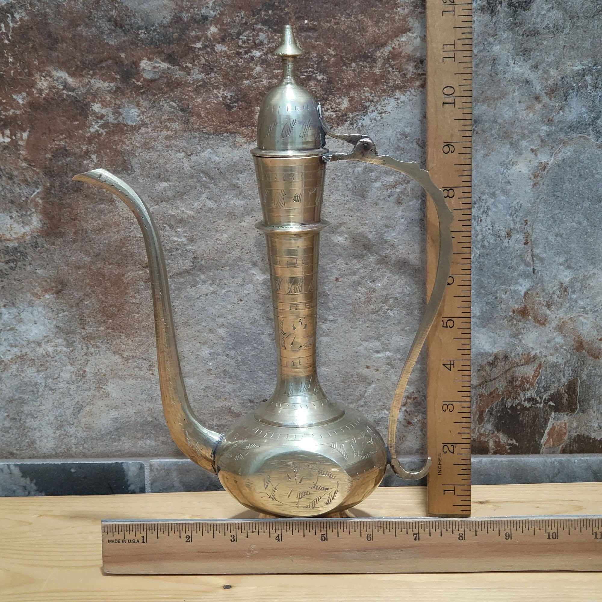 VTG Hinged Lid Etched Brass Indian Pitcher Gold Tone - Etsy