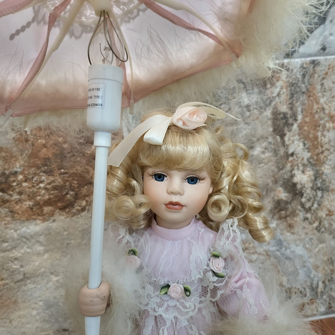 Porcelain Doll Parasol Umbrella Shade Night Light Lamp - Etsy