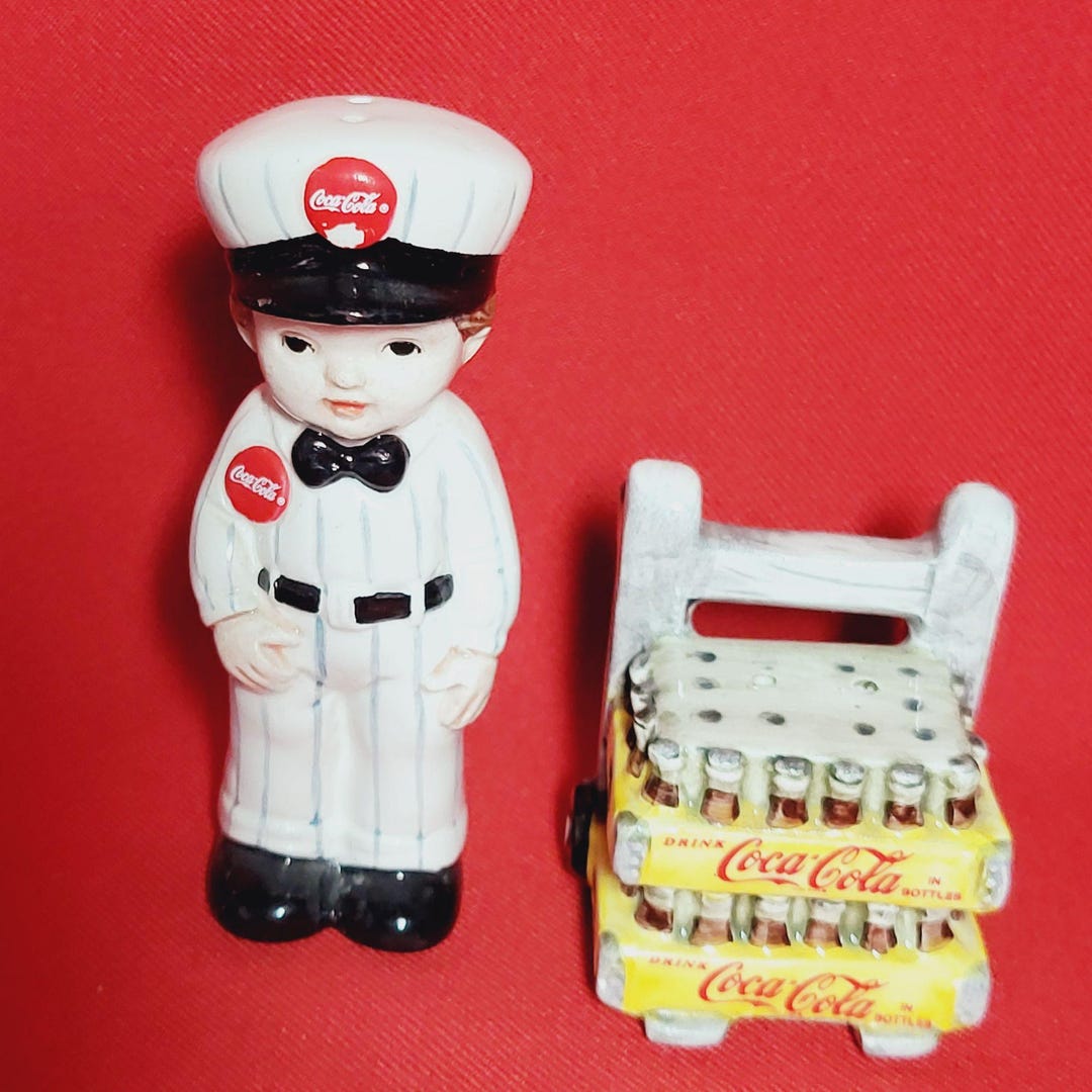 Coca Cola Delivery Man With Cart Salt and Pepper Shakers 1996 - Etsy