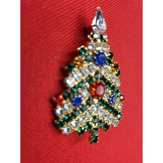 Vintage Crystal Christmas Tree Pin - Gem