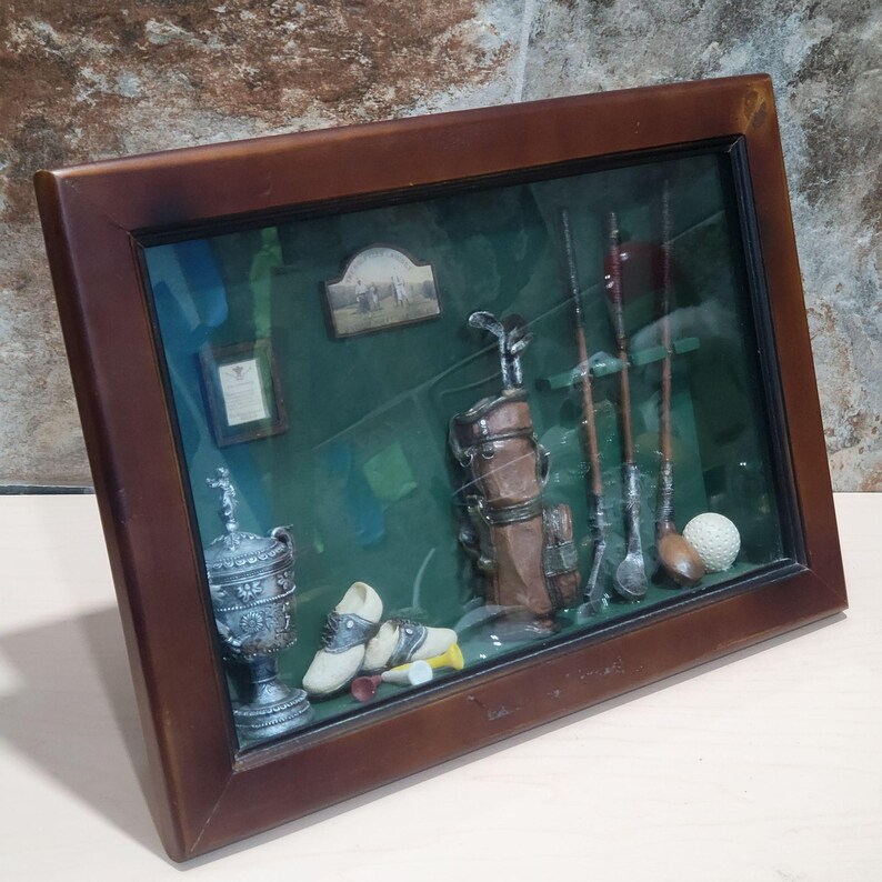 Vintage Golf Shadow Box Display Case: Golf Ball & Club Cabinet - Etsy