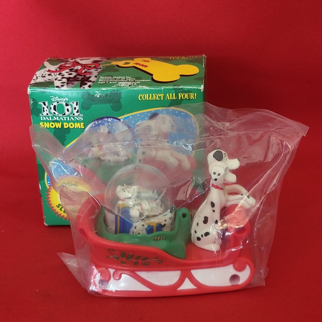 VTG Mcdonald’s Dalmatians Snow Globe Dome Toy Disney Dog Sledding 1996 ...