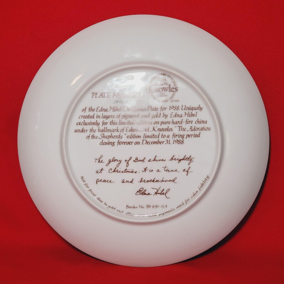 Adoration of the Shepherds Edna Hibel Christmas Plate 1988 Edwin M ...