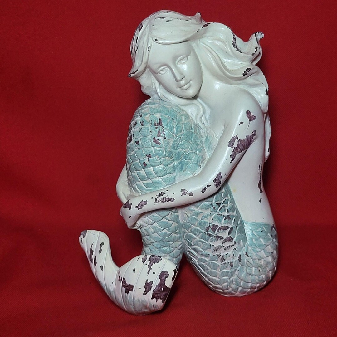 Vintage Mermaid Statue Chalkware Figurine Lady Beach Ocean Nautical ...