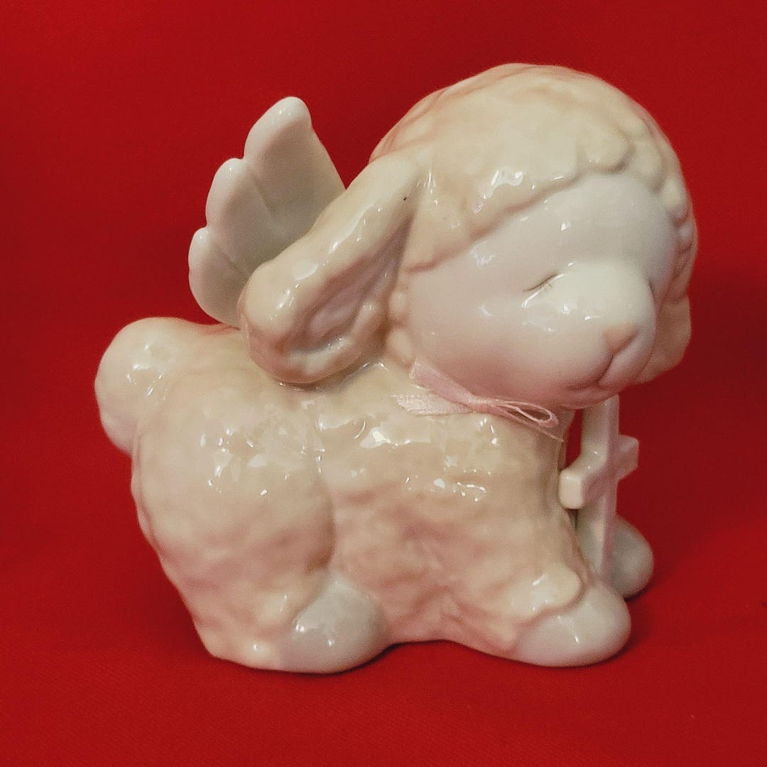 Vintage Ceramic Piggy Money Bank Angel Lamb Bank Cross Nursery Decor - Etsy