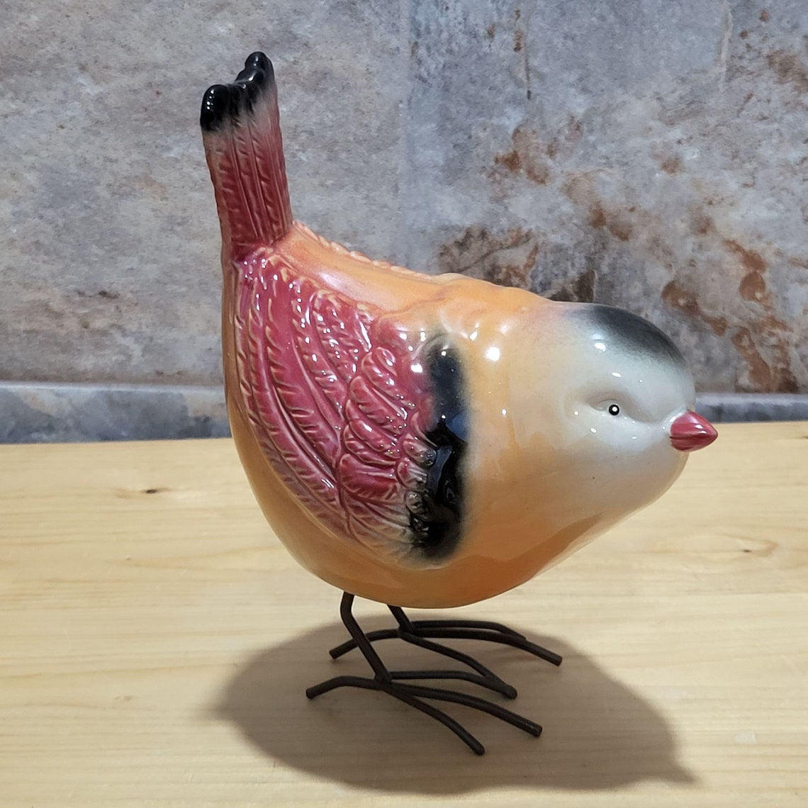Vintage Ceramic Porcelain Glazed Metal Feet Bird Figurine - Etsy