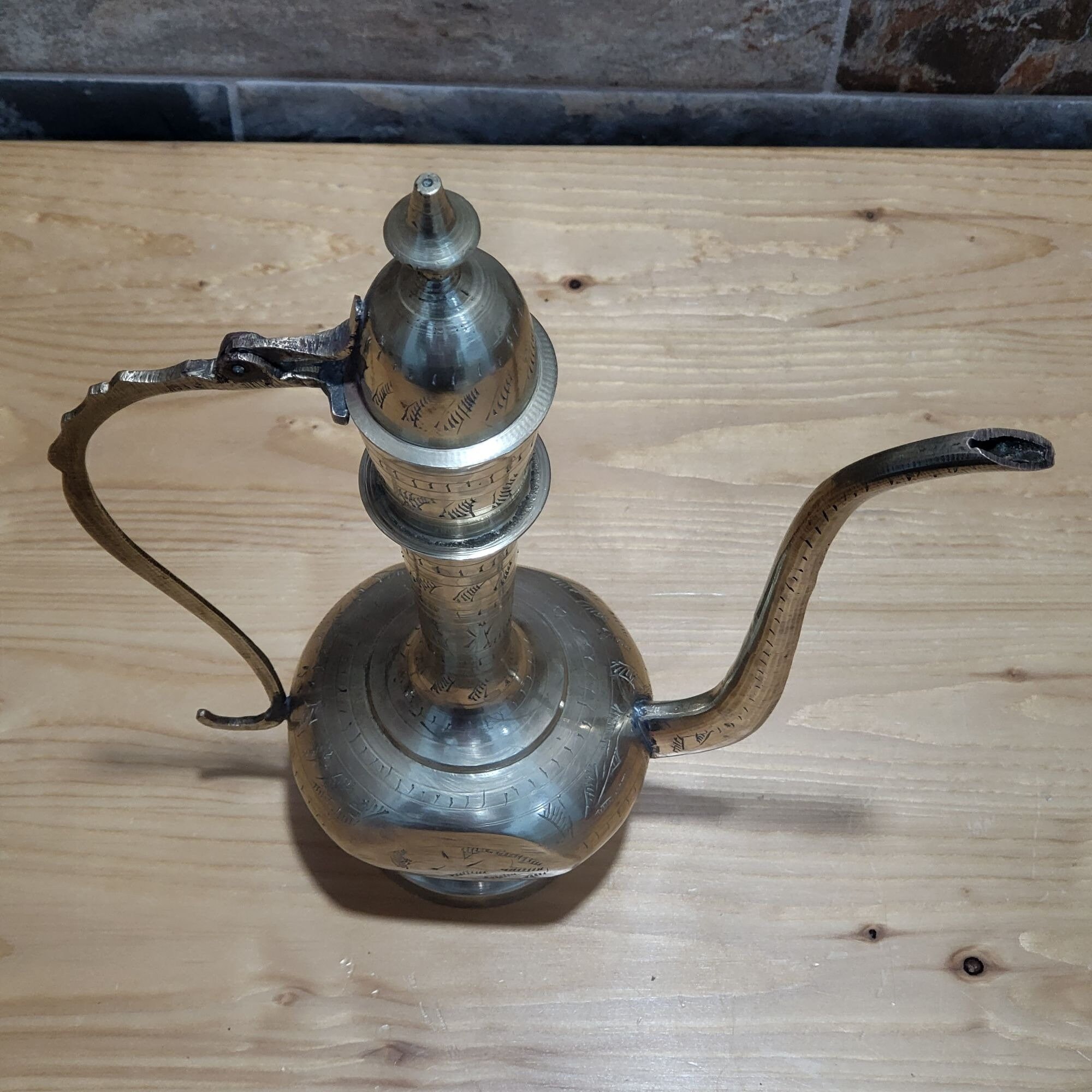 VTG Hinged Lid Etched Brass Indian Pitcher Gold Tone - Etsy