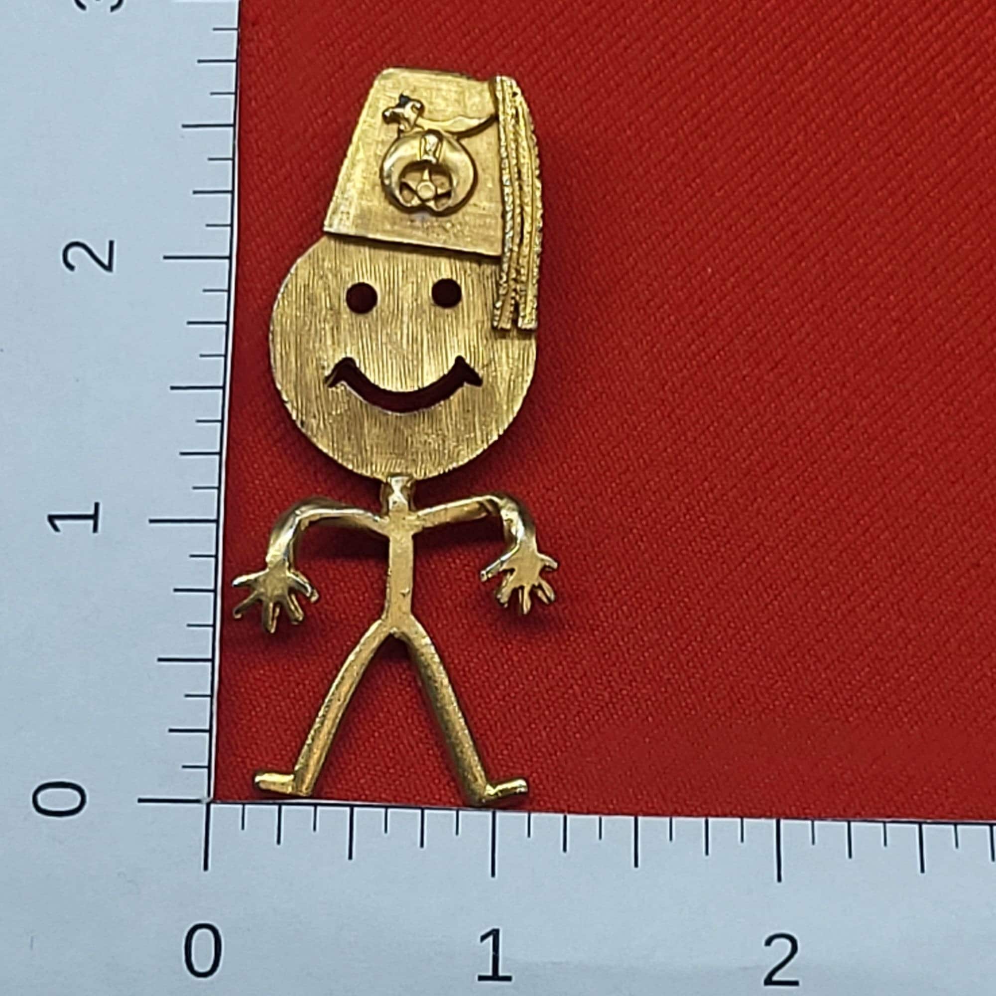 Vintage Masonic Wearing Fez Stickman Brooch Pin Gold Tone - Etsy