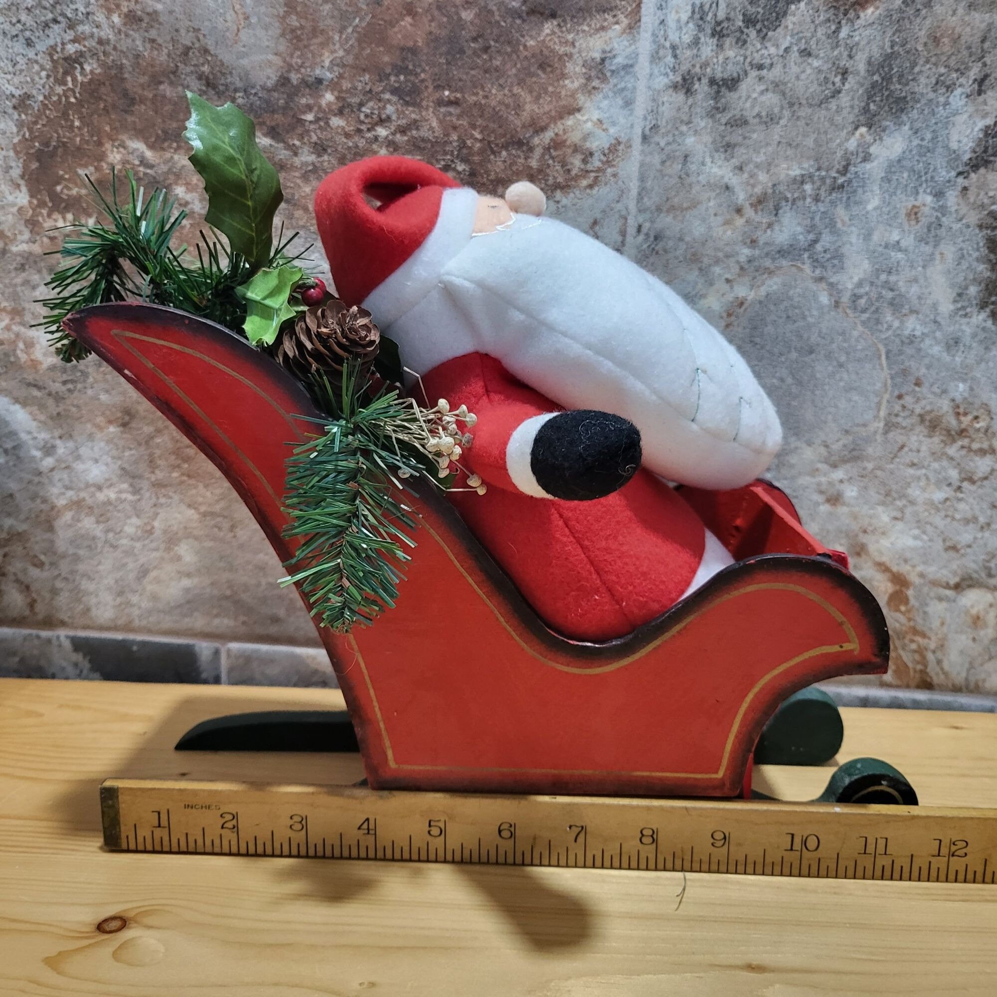 Santa Claus Plush Wooden Sleigh Ride Christmas Decor - Etsy