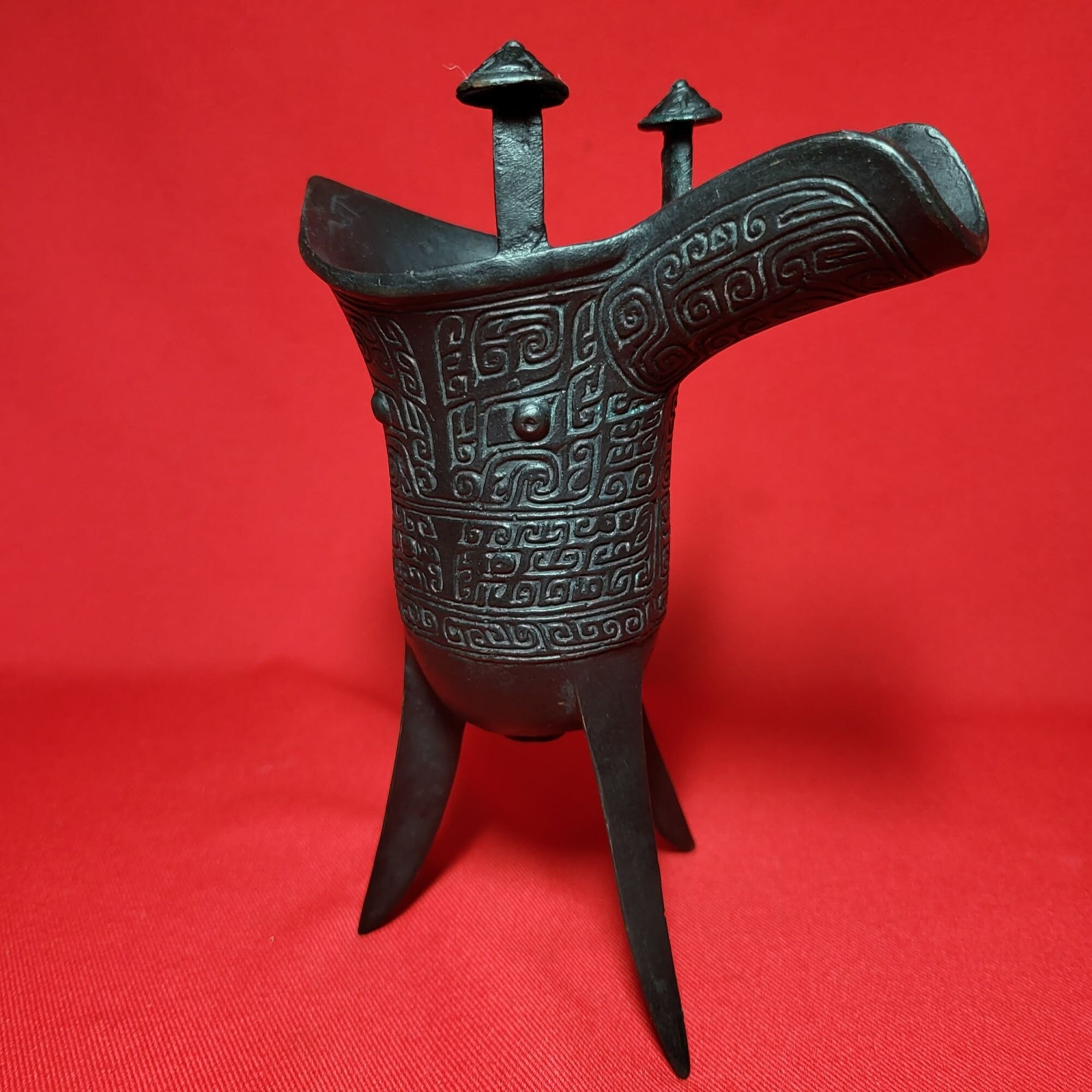 Vintage Antique Chinese Jue Ceremonial Ritual Bronze Wine Vessel Mug - Etsy