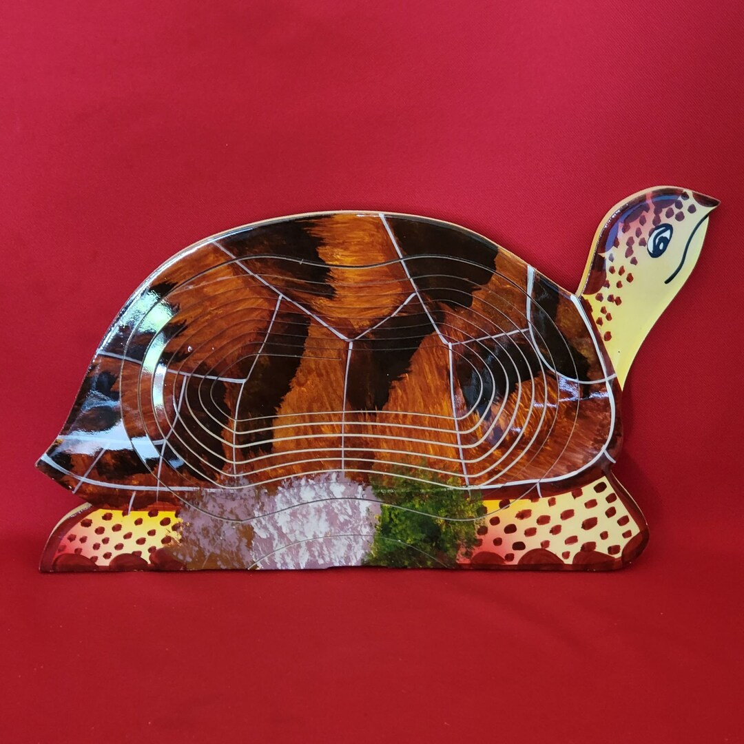 Wooden Collapsible Spiral Cut Turtle Bowl Basket Home Decor - Etsy