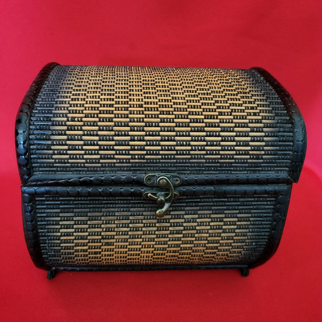 Rattan Wicker Trunk Basket Treasure Chest Trinket Box Container Wicker ...