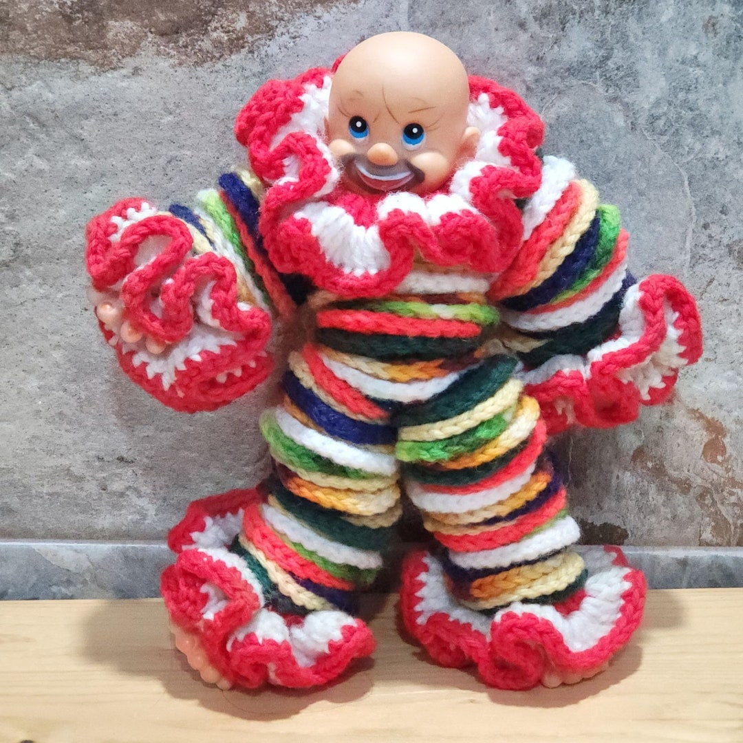 VTG Handmade Crochet Doll Clown Yarn Disc - Etsy