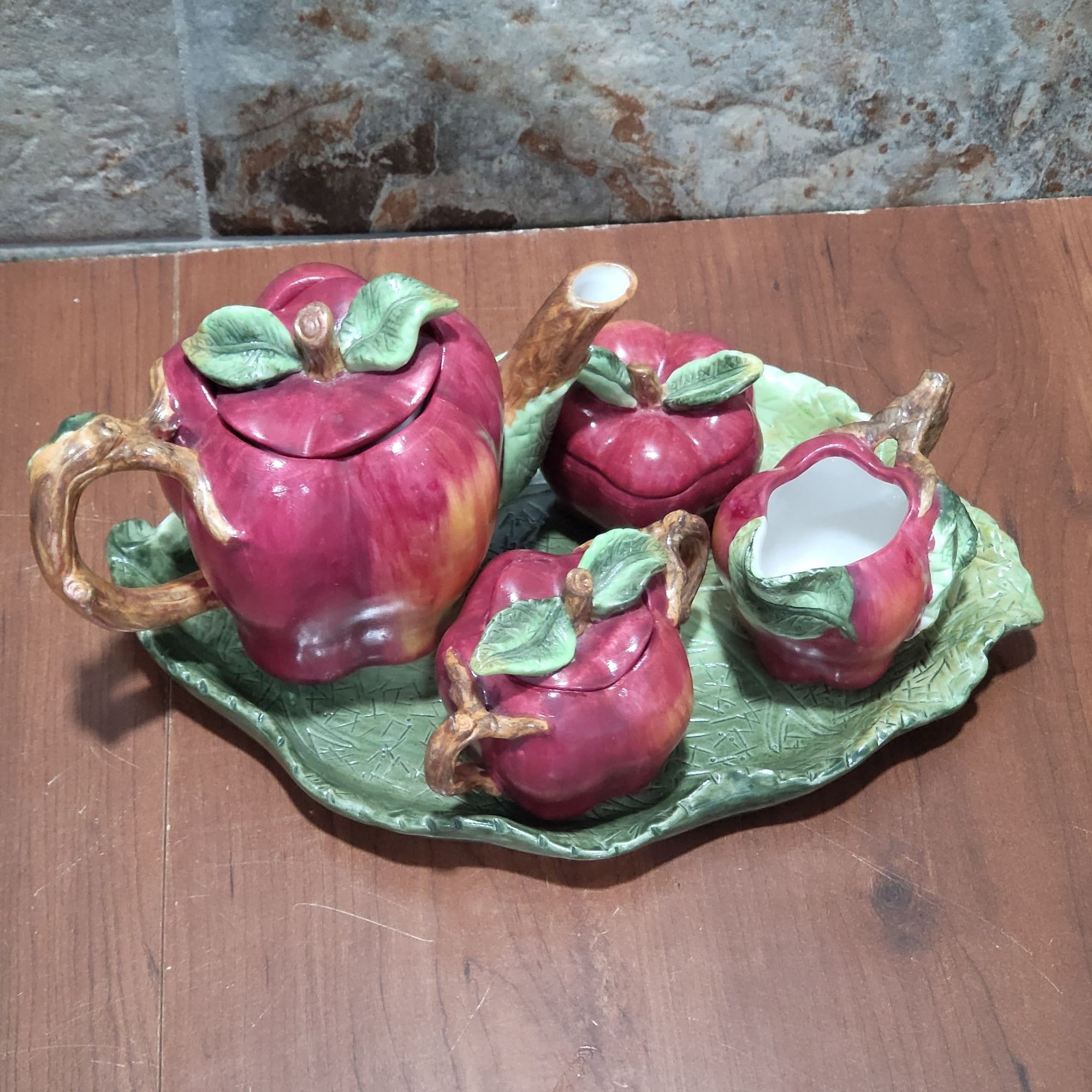 Vintage Apple Leaf Tea Set 8 Pcs - Etsy