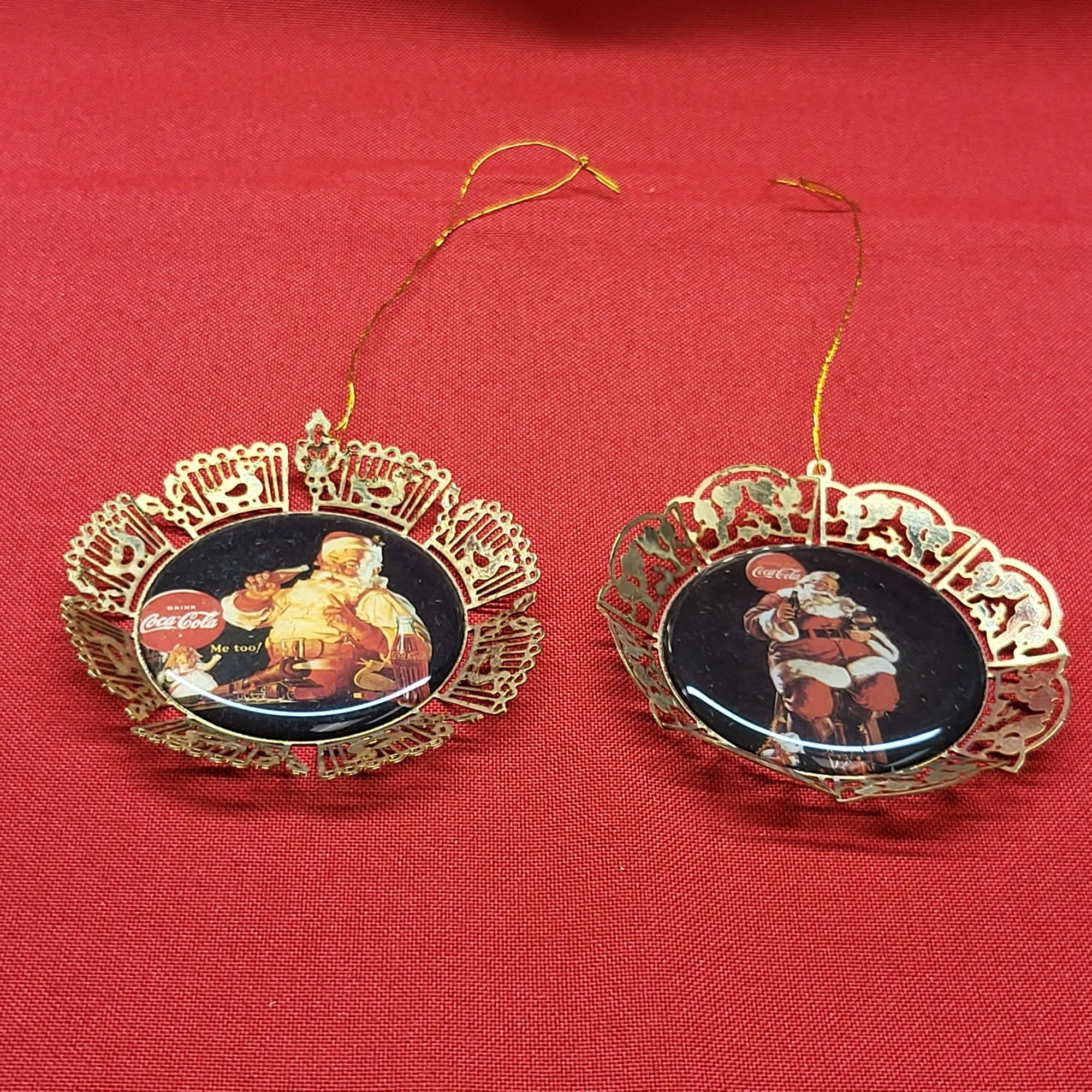 Coca Cola Through the Years 1936 & 1947 Santa Christmas Ornaments Set ...