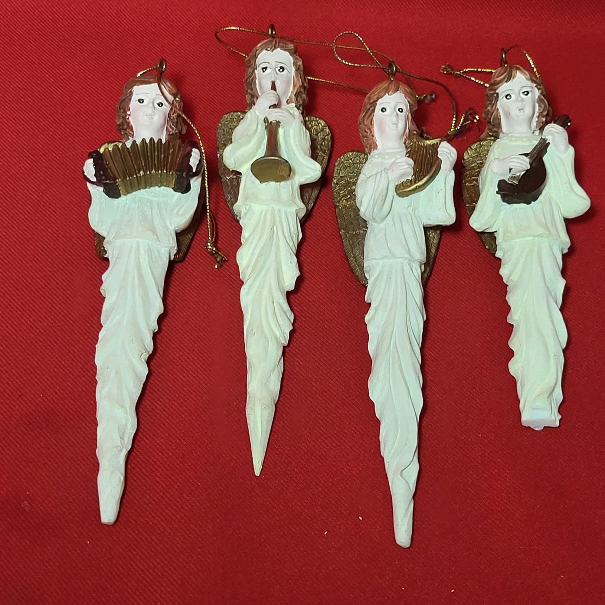 VTG Angel Icicle Playing Musical Instruments Christmas Ornaments Set of ...