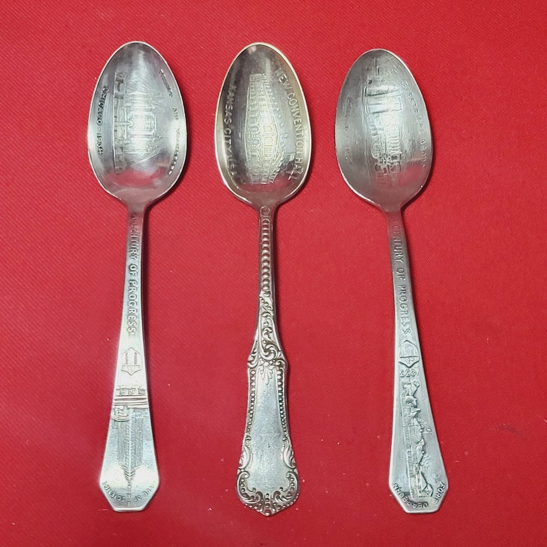 Chicago Kansas City Collectible Silverplated Commemorative Spoons Set ...