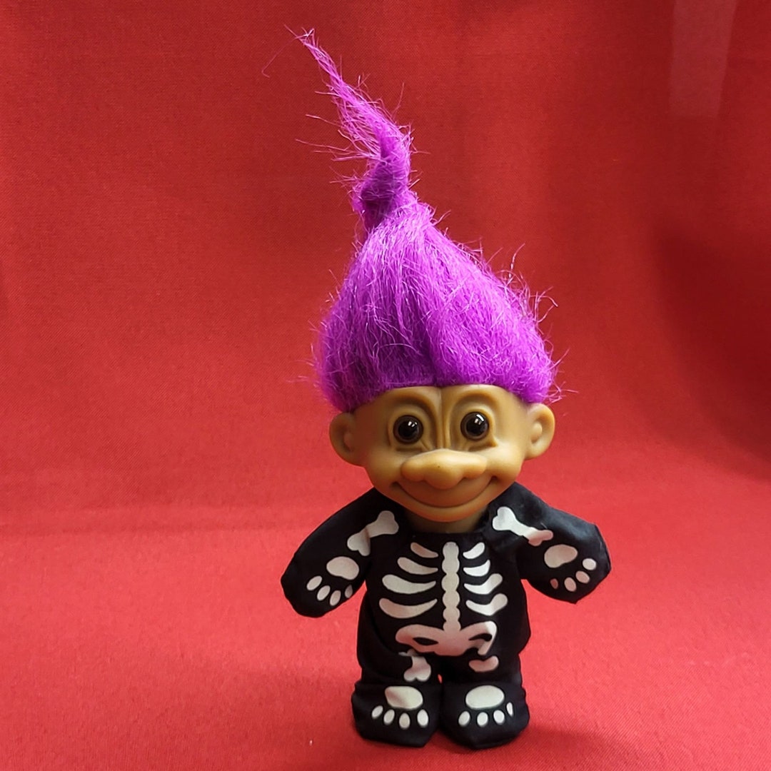 Russ Halloween Skeleton Purple Hair Troll Doll - Etsy
