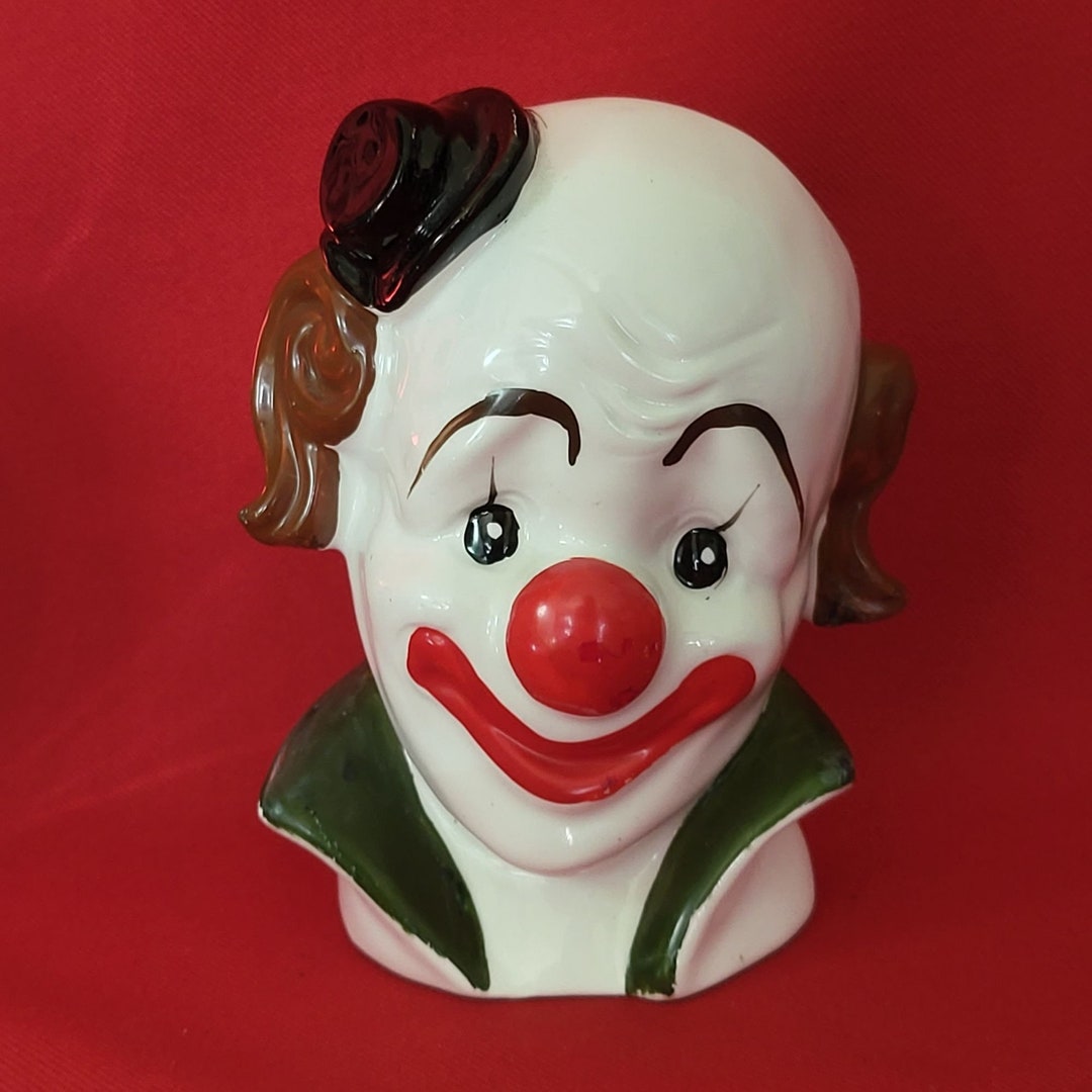 VTG Enesco Clown Head Vase Wearing Cowboy Hat - Etsy