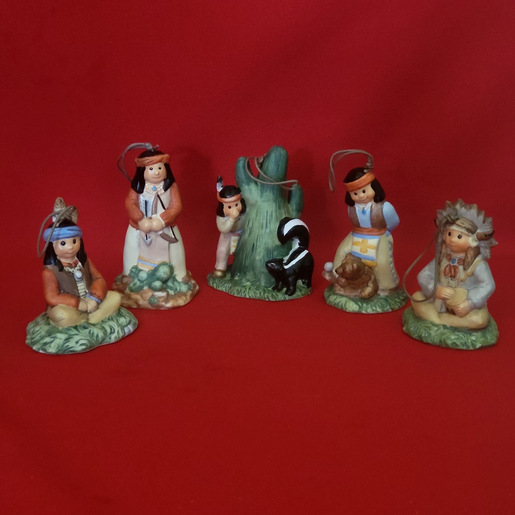 Vintage Native American Indian Figurines Bell Ornaments Set of - Etsy
