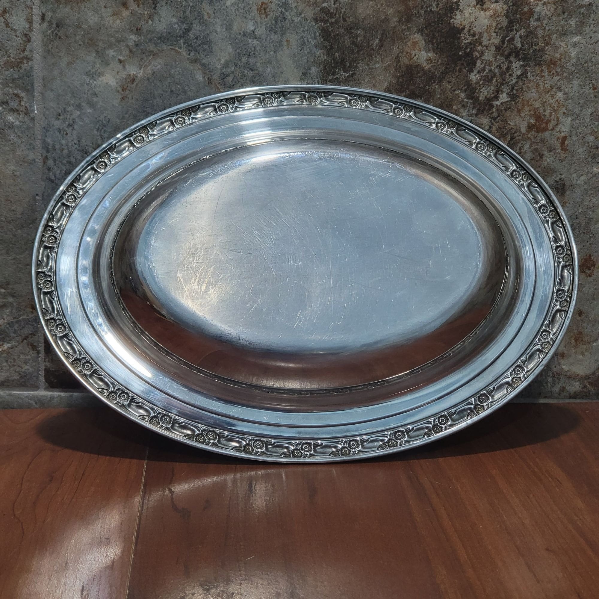 Vintage Oneida Silversmith Large Oval Silverplate Serving Tray Platter ...