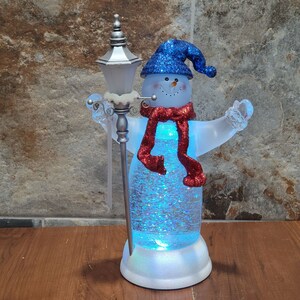Snowman Snow Globe Acrylic Christmas Glitter Light up Decoration - Etsy