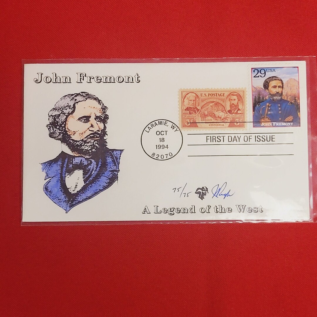 First Day of Issue Stamp Cache Envelope and Enclosure John Fremont ...