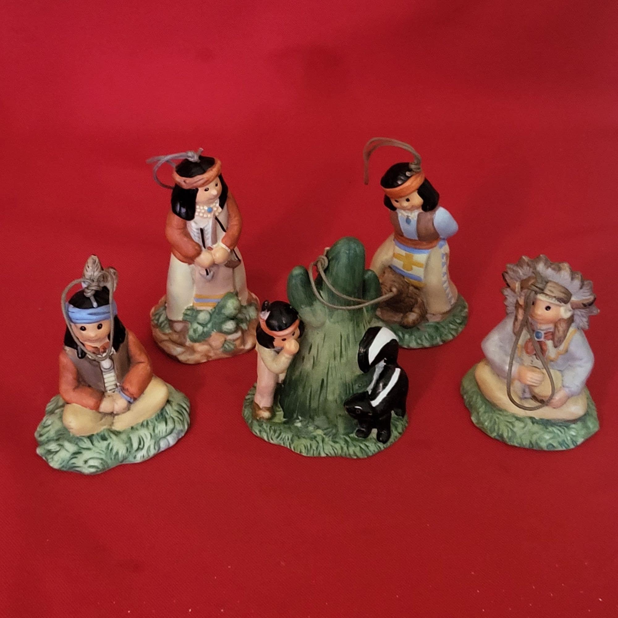 Vintage Native American Indian Figurines Bell Ornaments Set of - Etsy