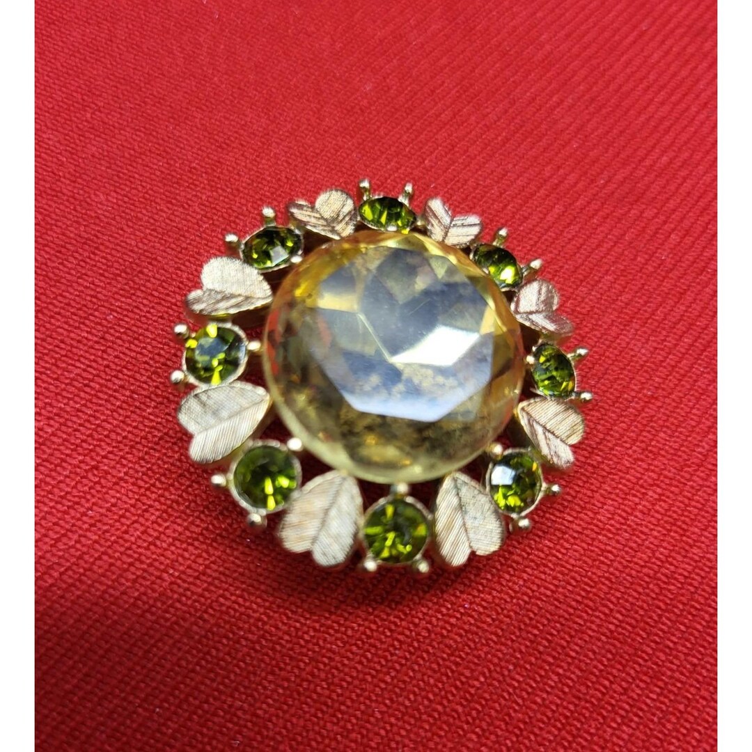 VTG Avon Sun Brilliant Green Rhinestones Pin Pendant Necklace - Etsy