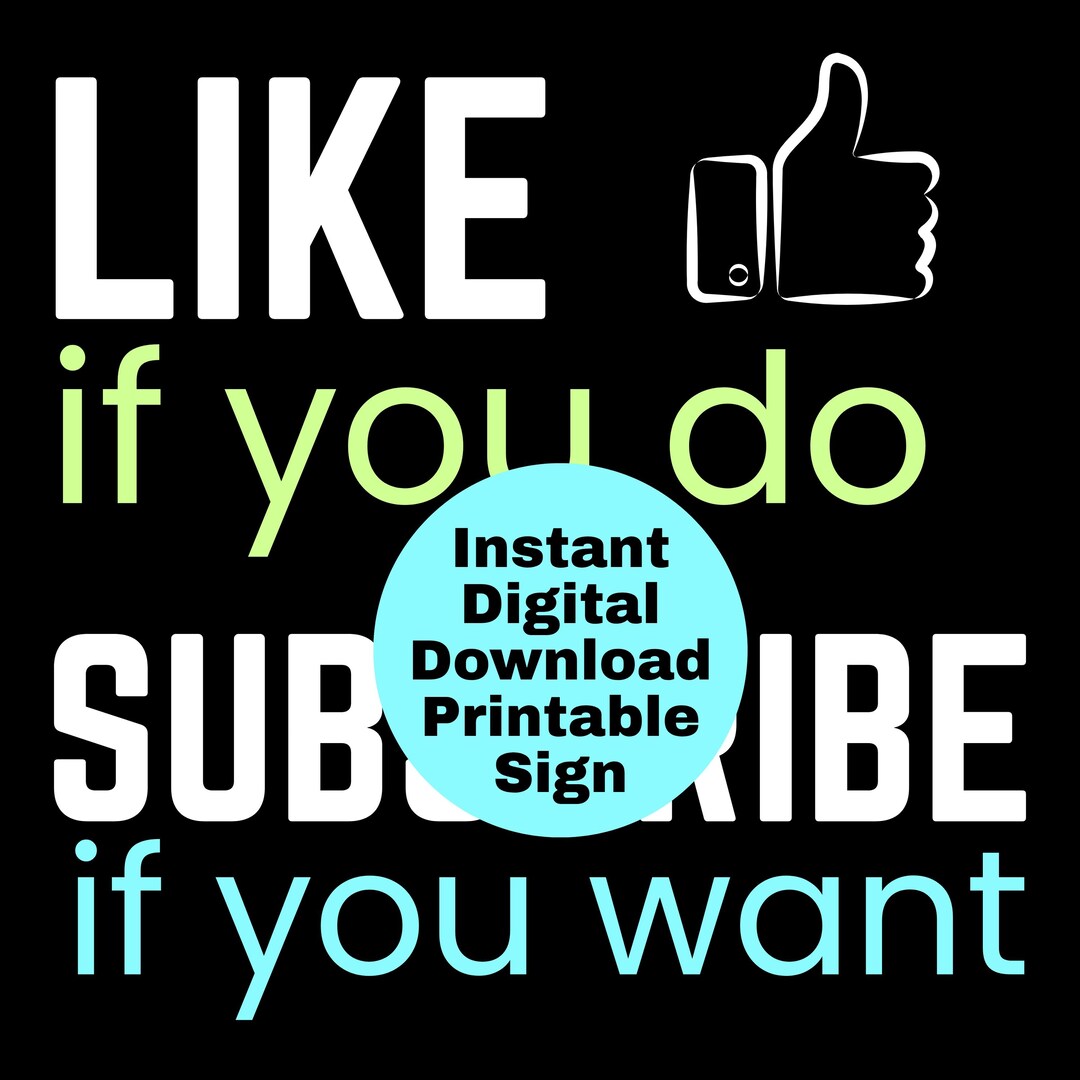 Youtube Like Subscribe Social Media Digital Download Printable Poster ...