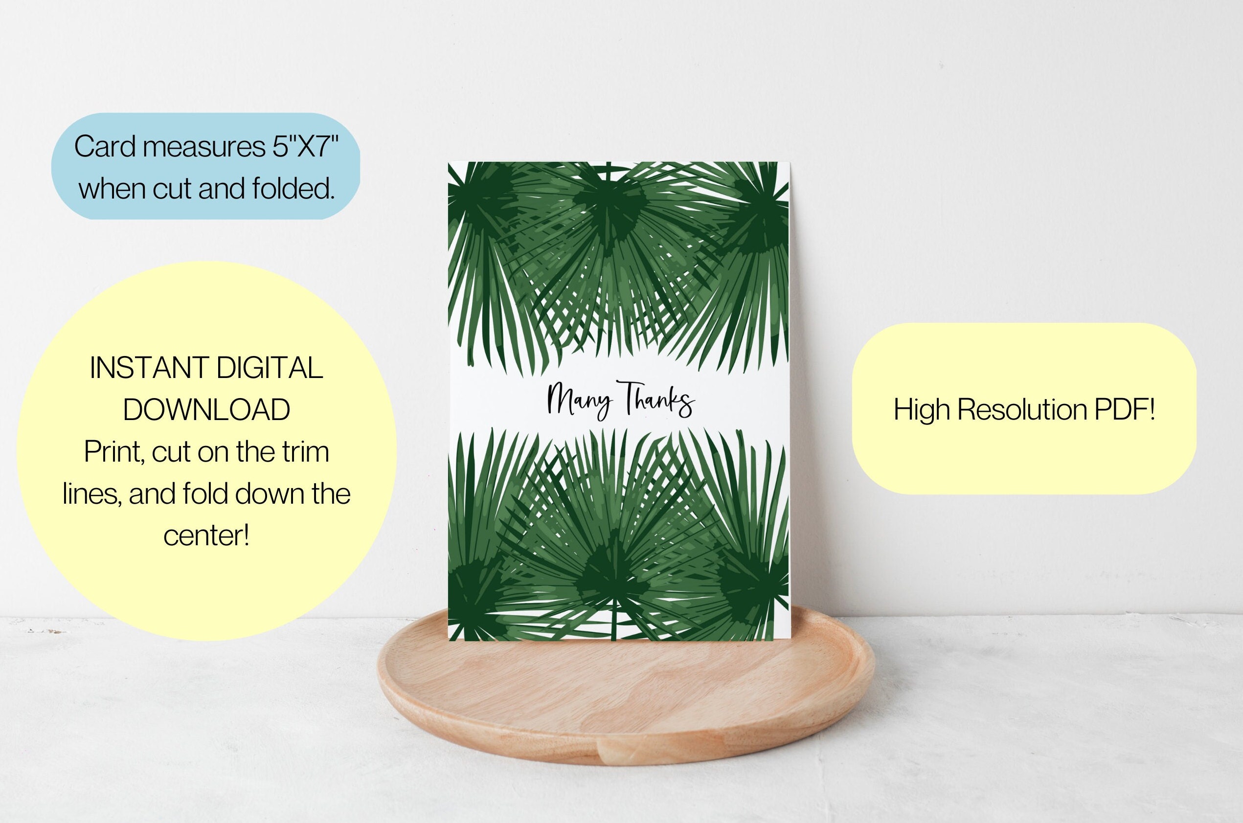 Many Thanks // Cute Thank You Card // Instant Digital Download ...