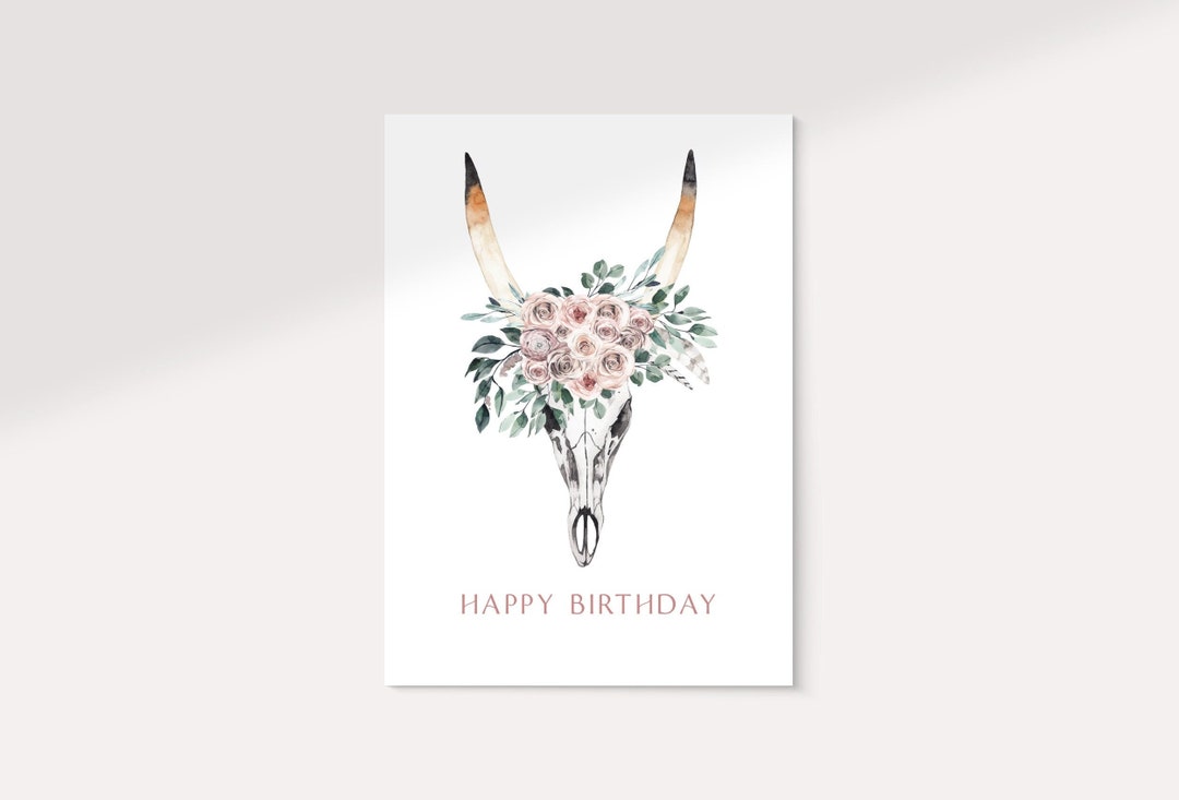 Birthday Card // Instant Digital Download // Southwest Design // Floral ...