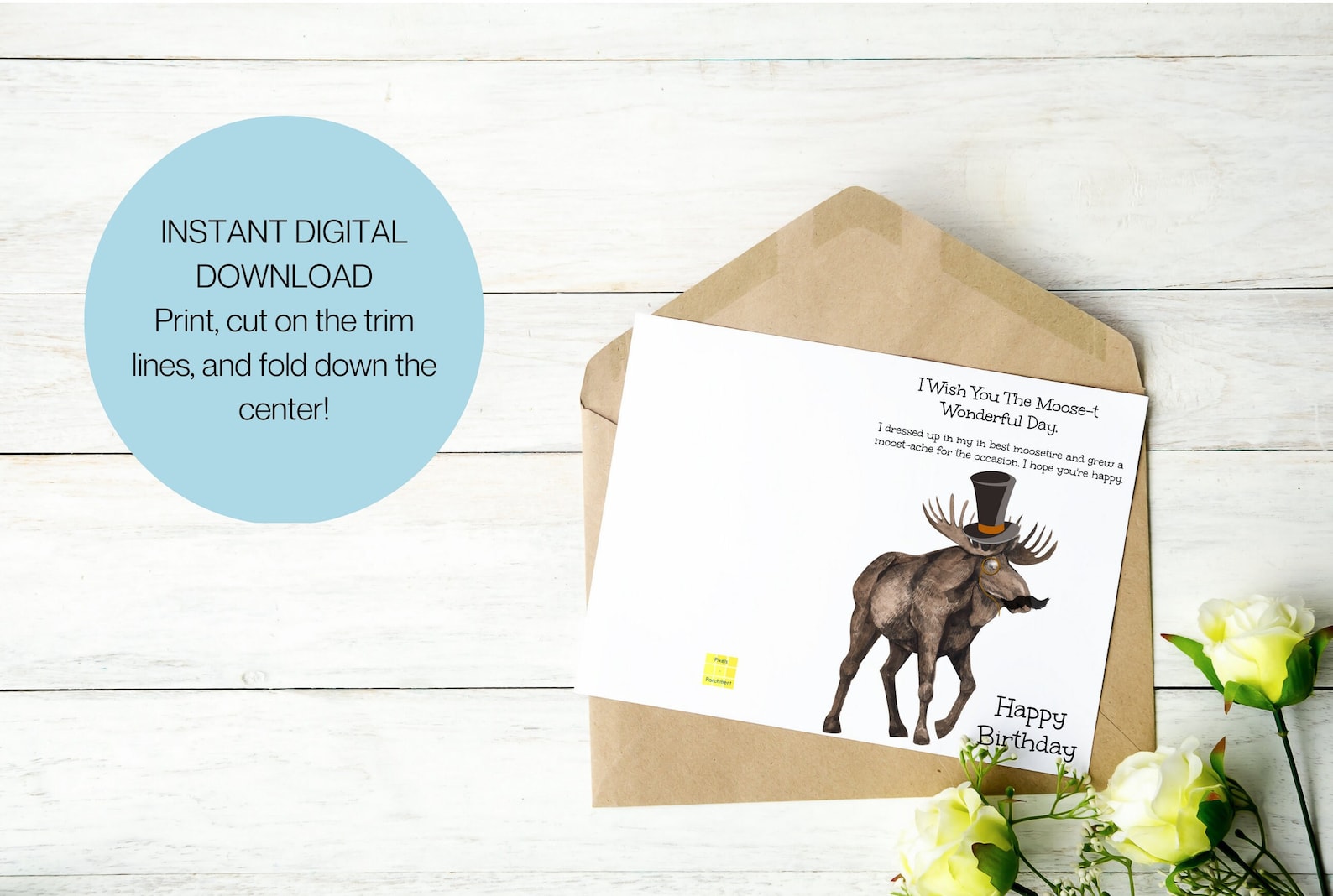 Moose Birthday Card // Funny // Instant Digital Download // Silly ...