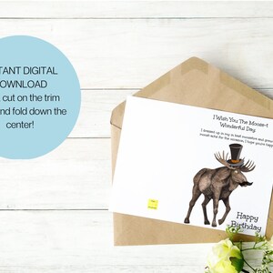Moose Birthday Card // Funny // Instant Digital Download // Silly ...