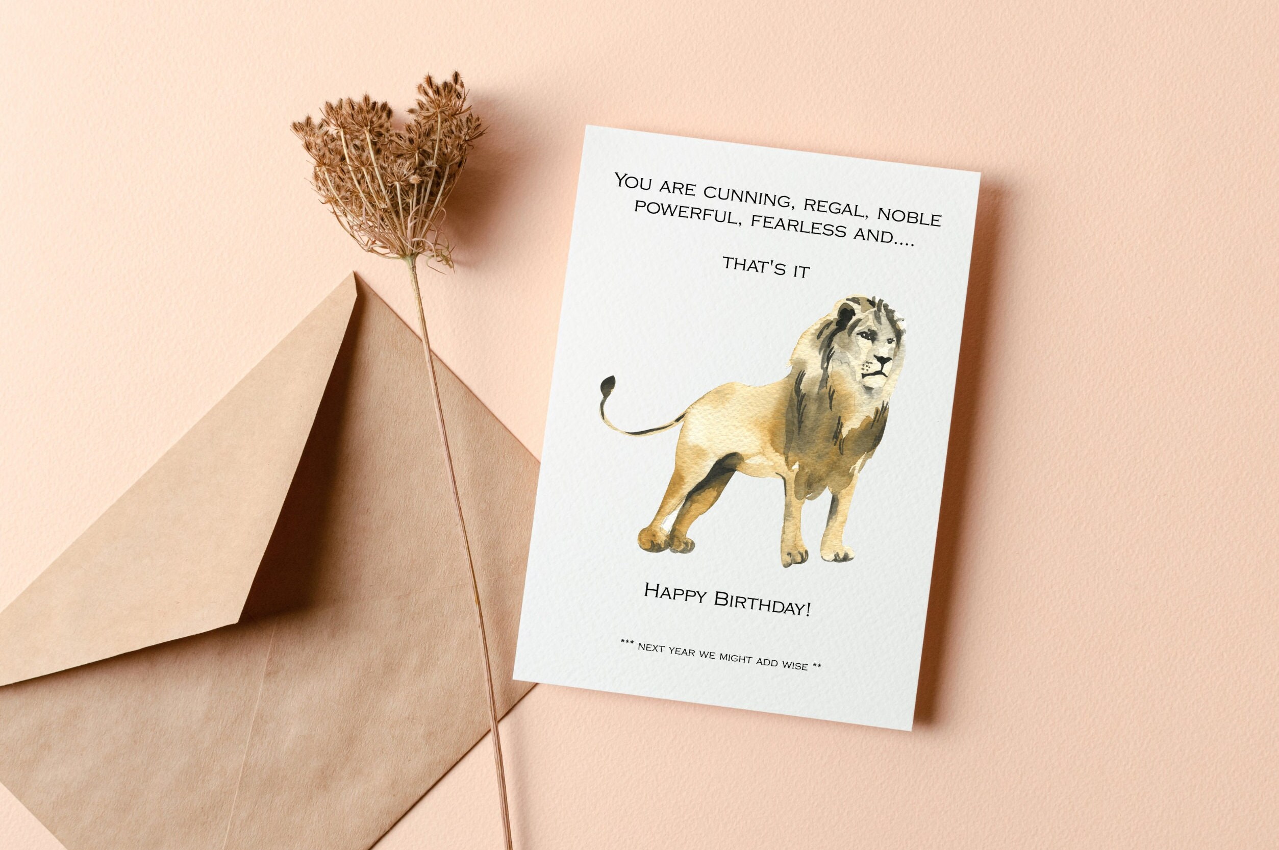 Lion Birthday Card // Cute Birthday Card // Instant Digital Download ...