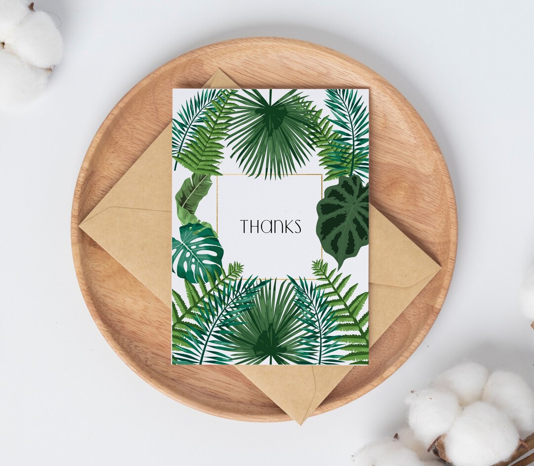 Thank You Card // Tropical Theme // "thanks" // Blank Inside // Instant ...