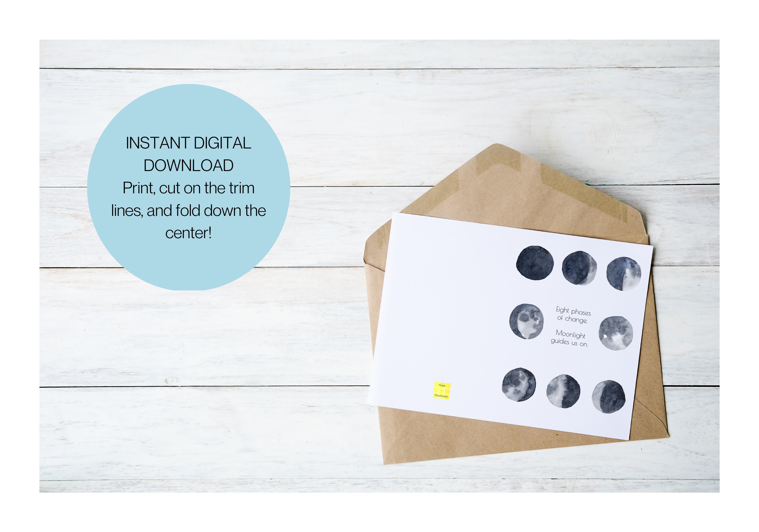 Phases of Change Moon Card // Blank // Poetry // Instant Digital ...