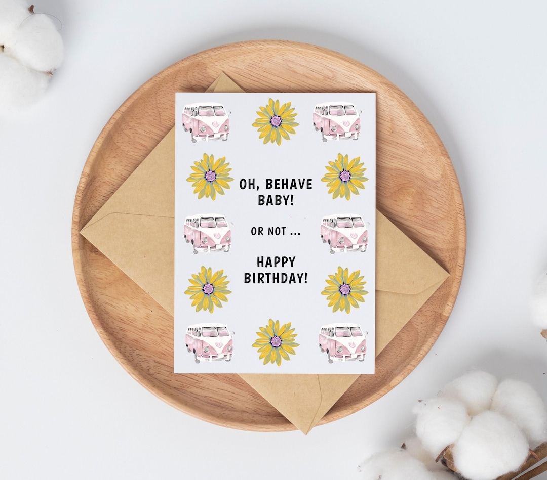 Oh Behave, Baby // Birthday // Retro // Instant Digital Download ...