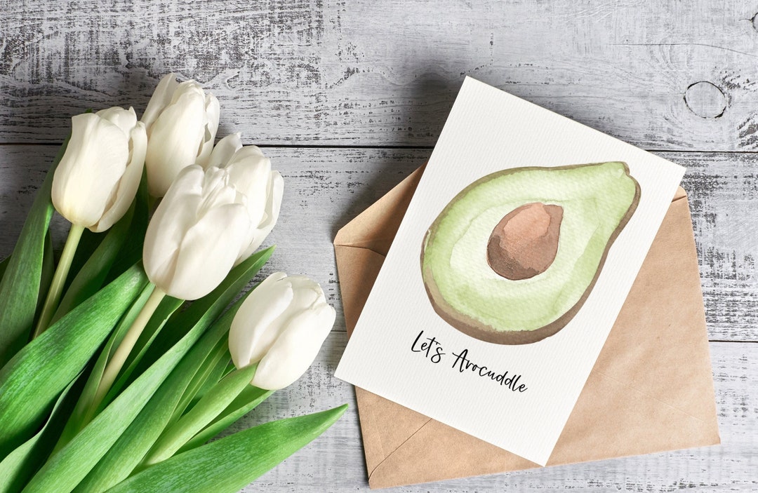 Let's Avocuddle // Cute Avocado Card // Blank Inside // Instant Digital ...