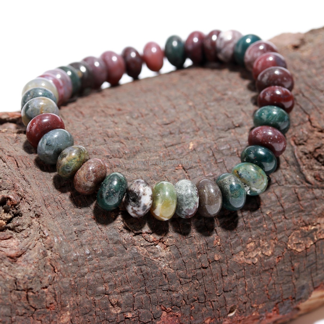 Blood Stone Bracelet, Natural Blood Stone Smooth Rondelle Gemstone ...