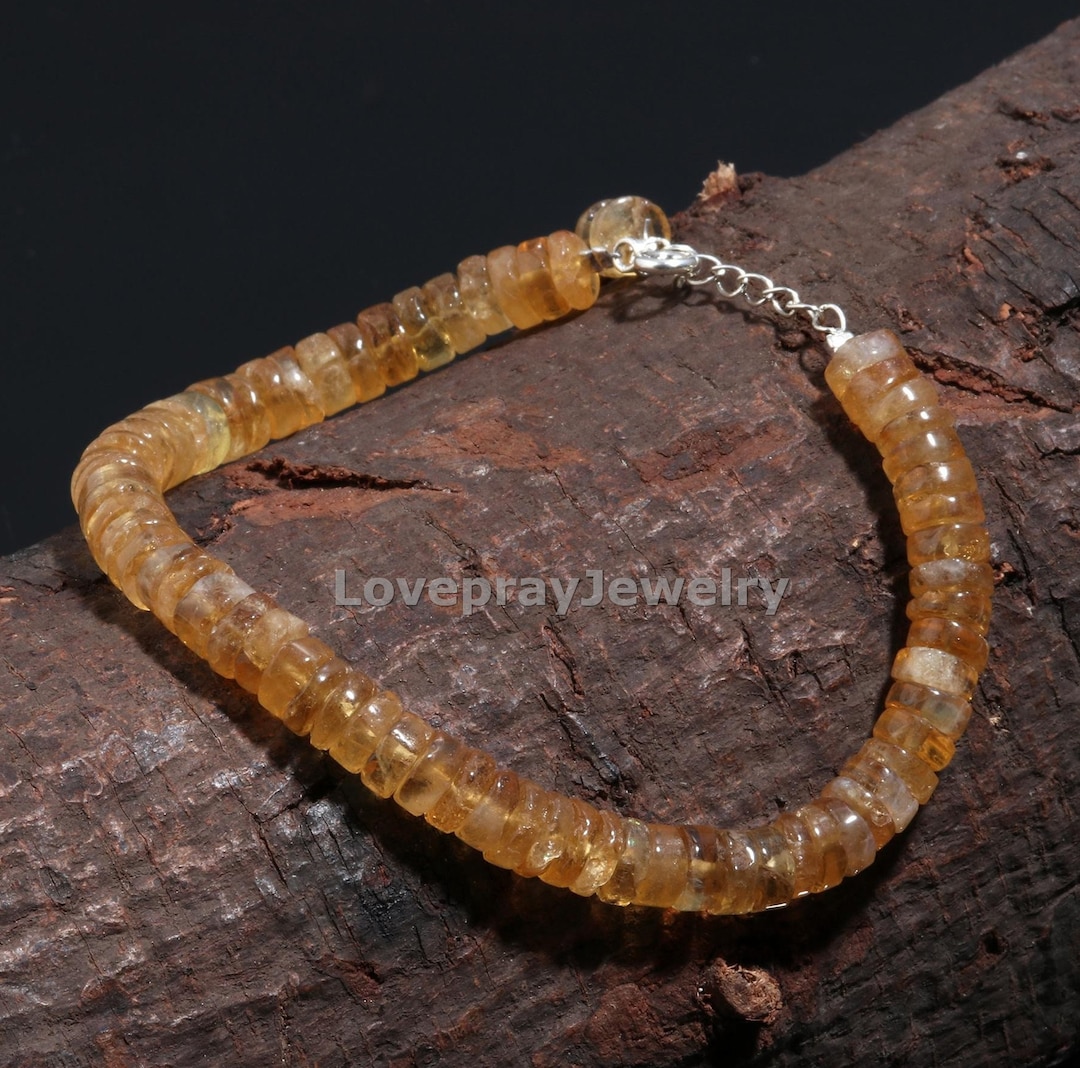 Citrine Bracelet,natural Citrine Smooth Heishi Tyre Beaded Bracelet, 6 ...