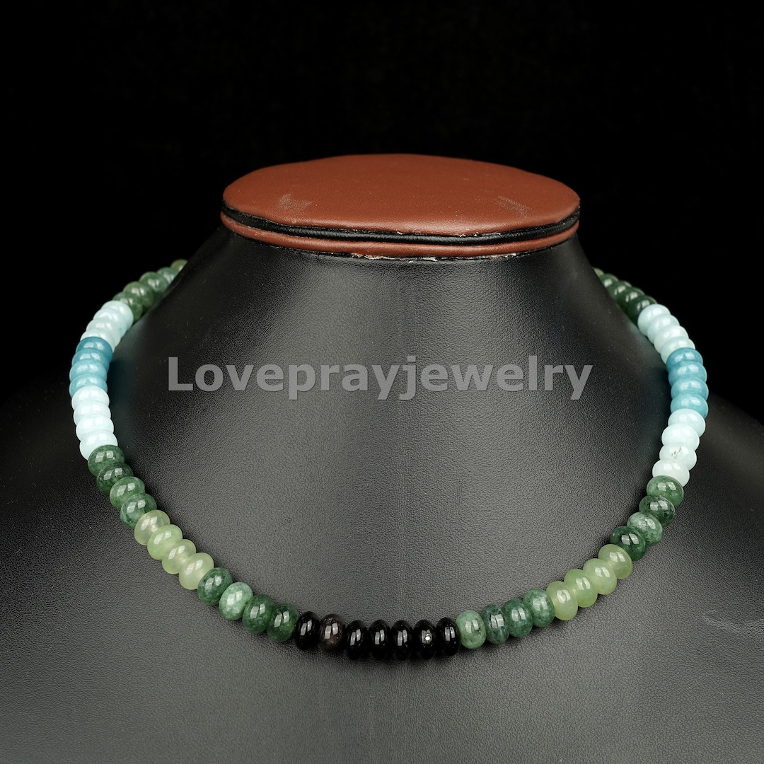 Beautiful Shaded Blue Green Quartz Smooth Rondelle Gemstone Beaded ...