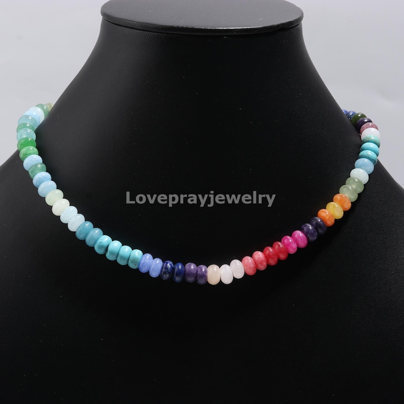 Rainbow Bead Necklace - Etsy